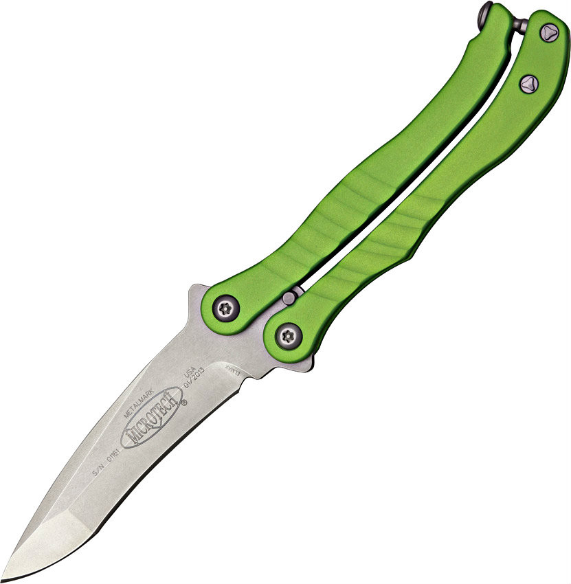 Microtech Metalmark Balisong Butterfly Knife Zombie Green (Stonewash ...