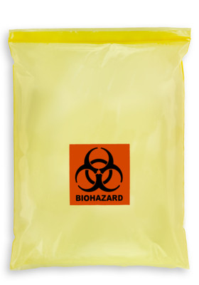12'' x 15'' Reclosable ''Biohazard'' 2 Wall Bag, Yellow Tint SKU: 150 ...