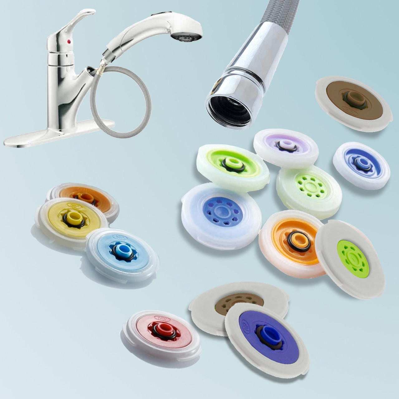 Kitchen hose faucet adapter with water saving flow regulator PCW-01 ...