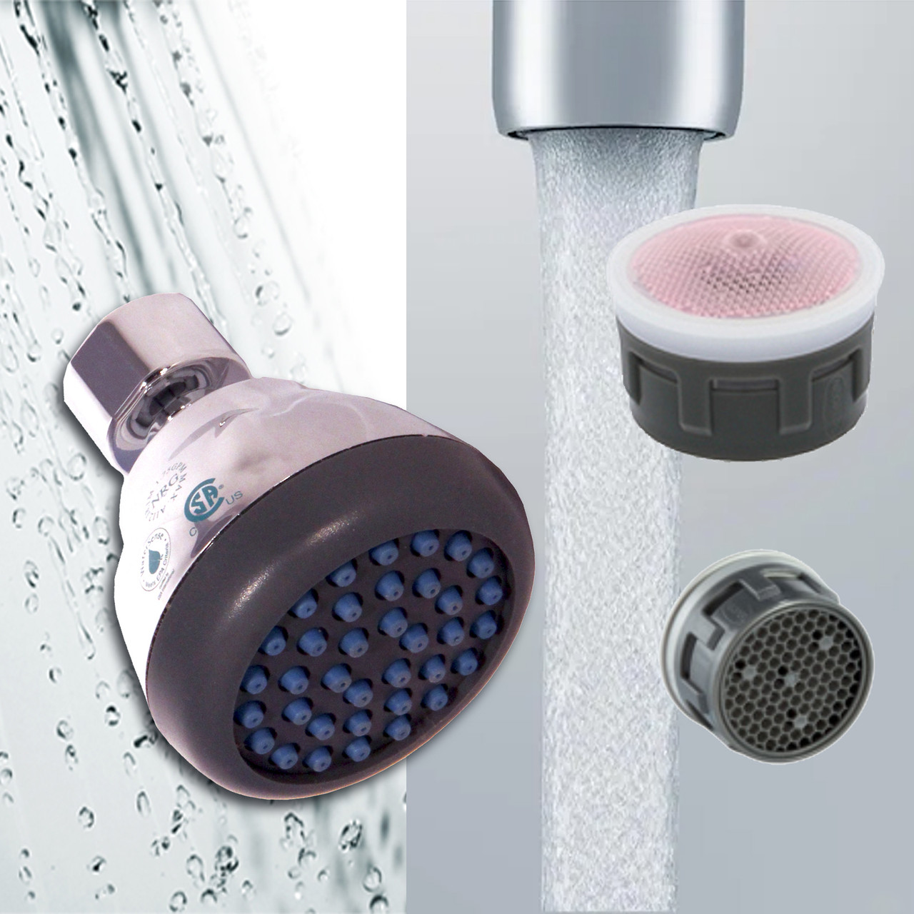 Neoperl 1.2 gpm Eco Low Flow Aerator & Showerhead Pressure Compensating ...