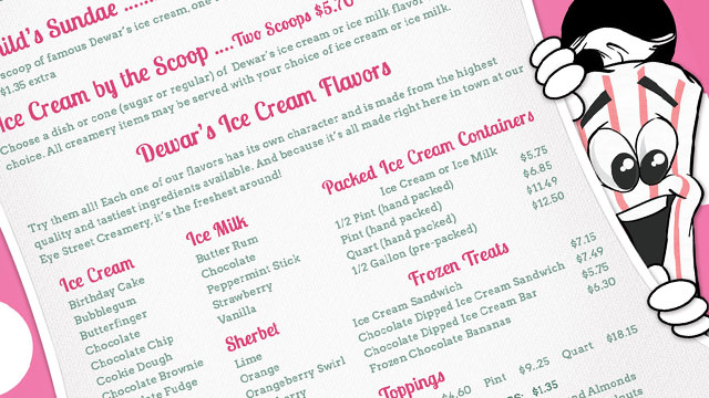Soda Fountain Menu