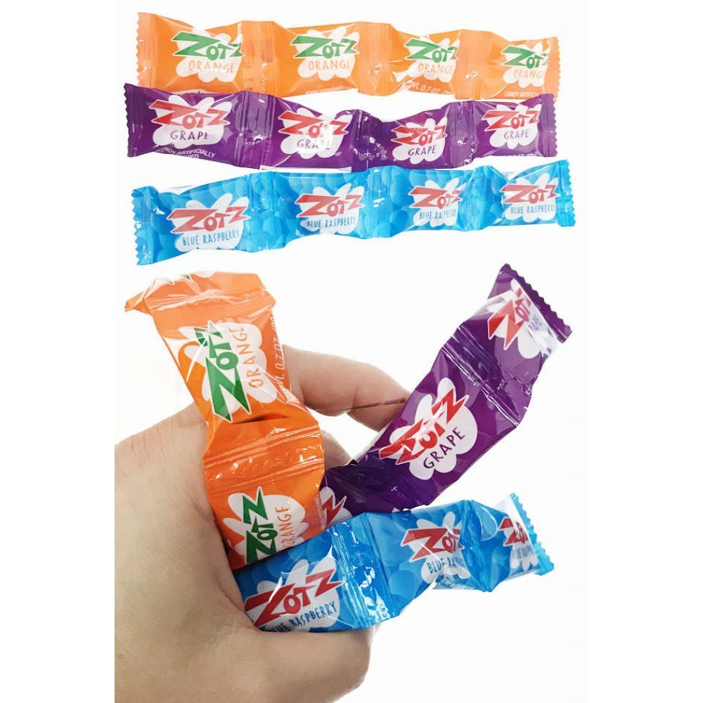 zotz fizzing candy - blue raspberry, orange, grape - catching fireflies