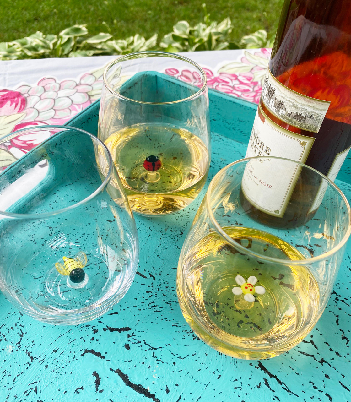 stemless wine glass with figure inside (assorted) - catching fireflies
