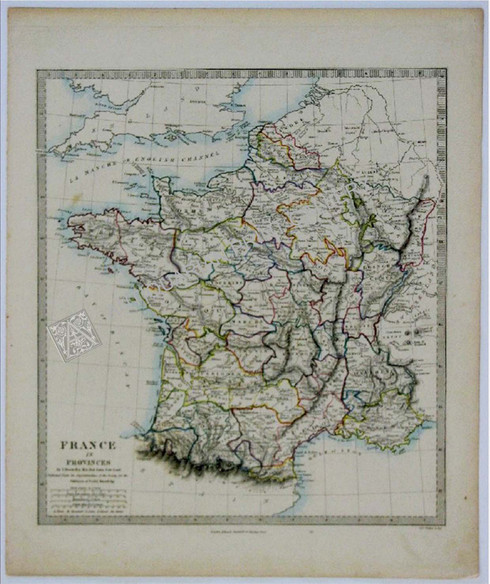 Antique map Europe France Provinces SDUK J & C Walker