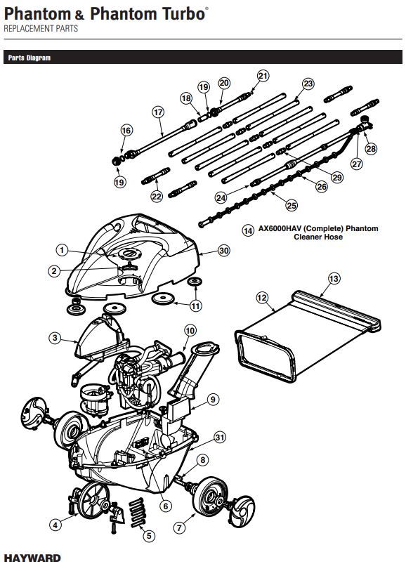 Phantom & Phantom Turbo Pool Cleaner Parts | E-Z Test Pool Supplies ...