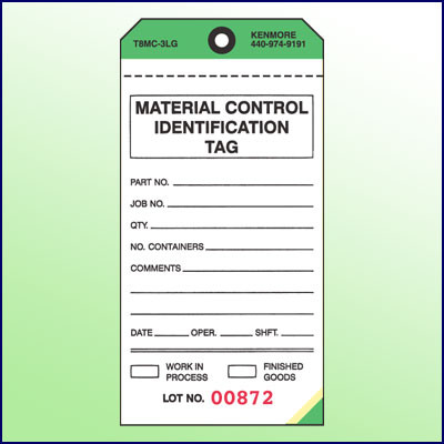 Material Control Identification Tag - 3 Part - Kenmore Label & Tag