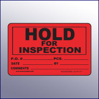 Hold for Inspection Quality Assurance Label 4 x 3 - Kenmore Label & Tag