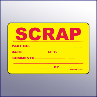 Scrap Quality Assurance Label 4 x 3 - Kenmore Label & Tag