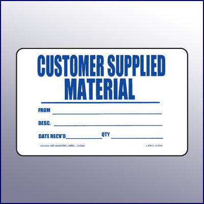 Customer Supplied Quality Assurance Label 4 x 3 - Kenmore Label & Tag