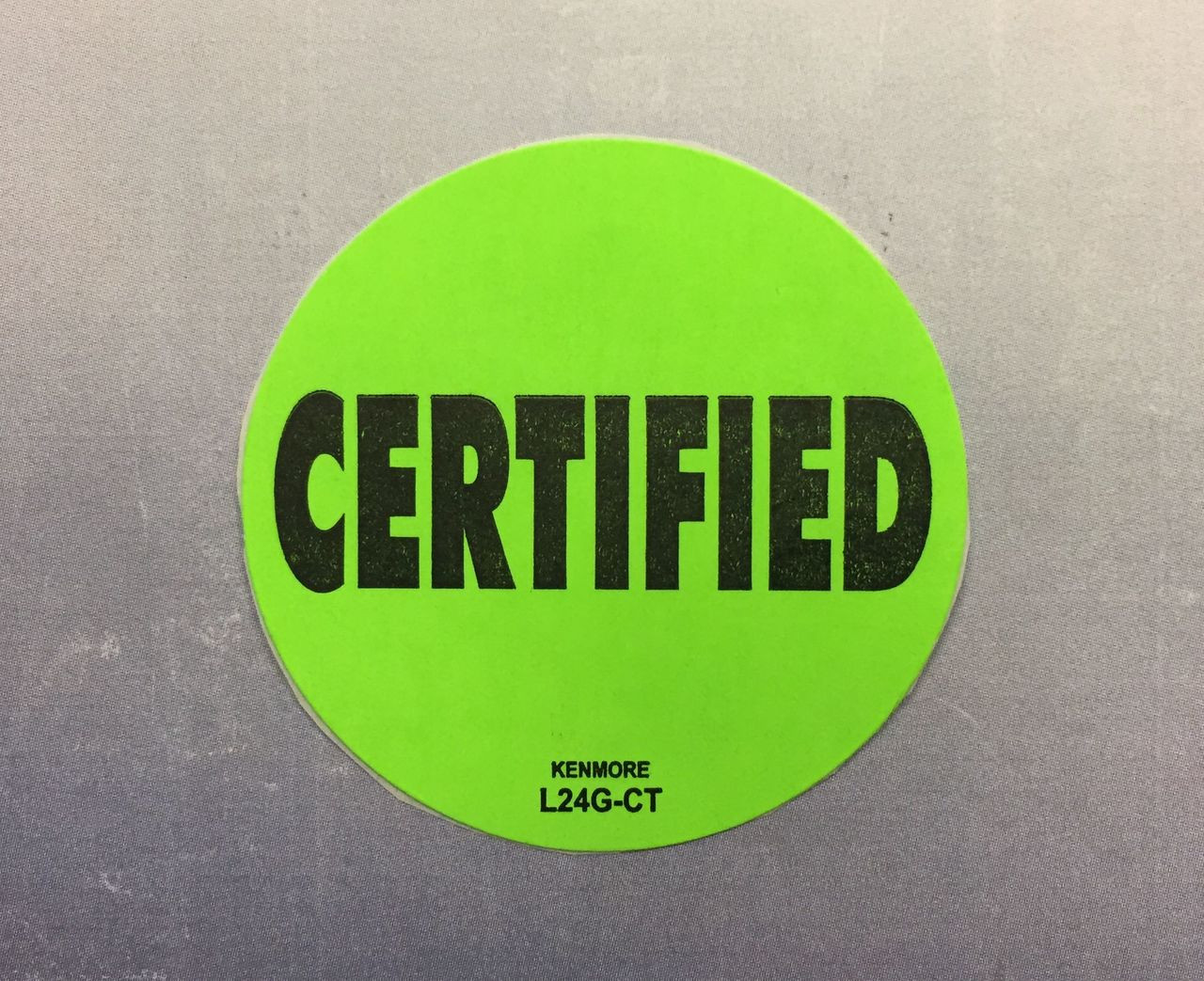 Certified Label 1-3/4 dia. - Kenmore Label & Tag