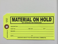 Material on Hold Tag - Size 8 - Kenmore Label & Tag