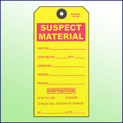 Suspect Material Tag - Size 8 - Kenmore Label & Tag