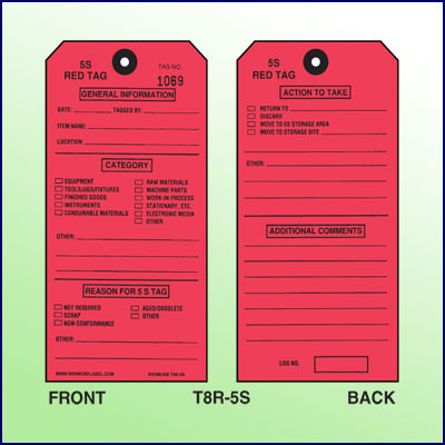 5S Red Tag - Kenmore Label & Tag