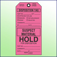 Disposition/ Suspect Material Hold Tag - Kenmore Label & Tag
