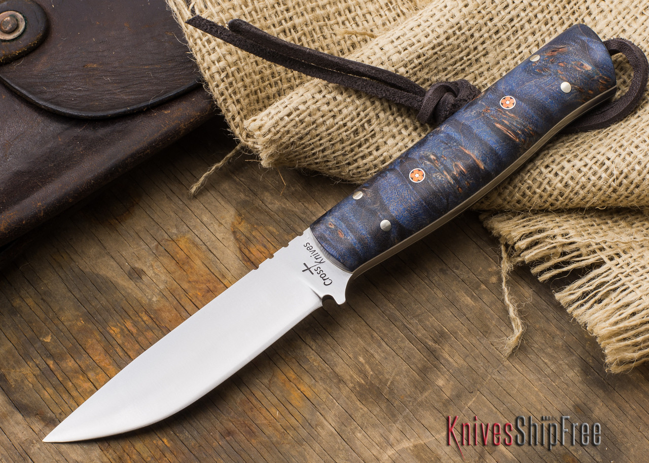 Cross Knives: Bushcraft LT Knife - Blue Double Dyed Maple - White ...