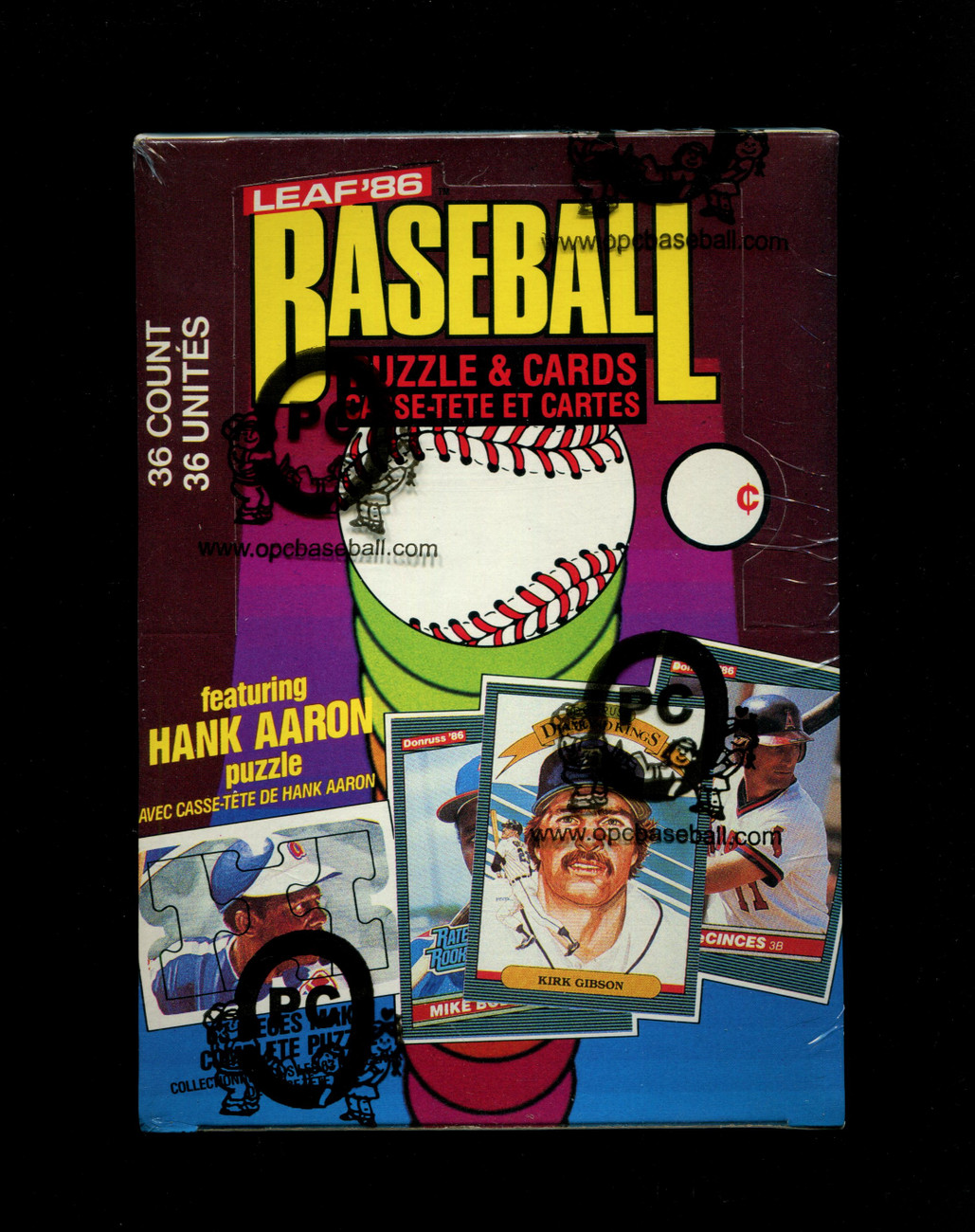 1986 Leaf Baseball Wax Box - 36 Packs - From A Sealed Case - Opc