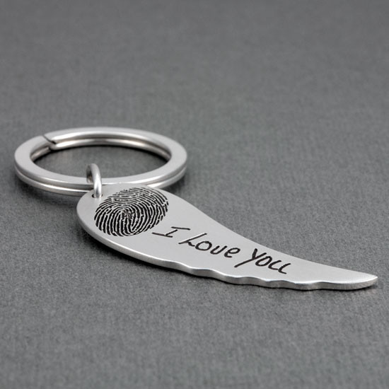 Fingerprint Angel Wing Key Ring