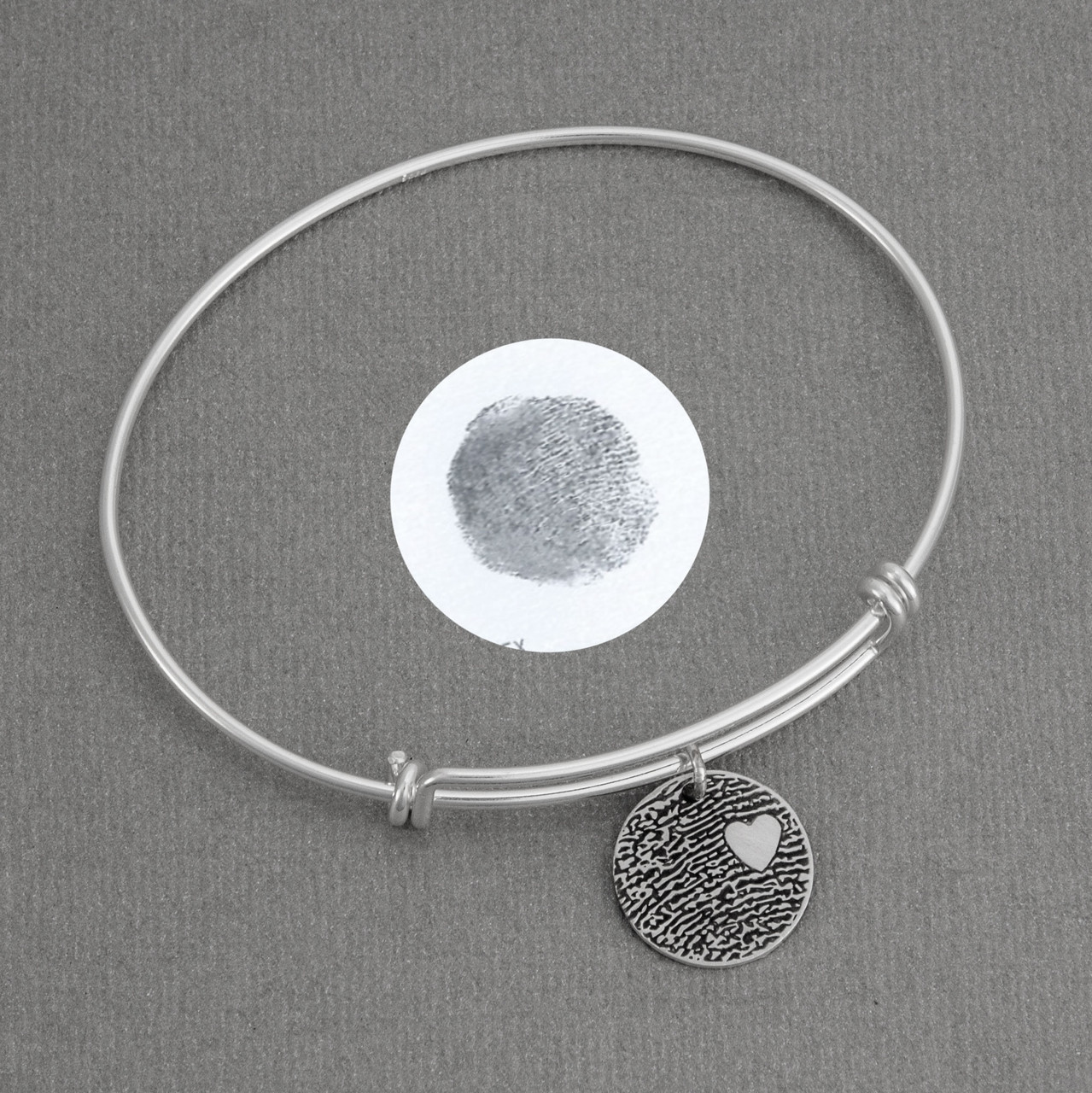Custom Fingerprint Charm on Adjustable Bangle