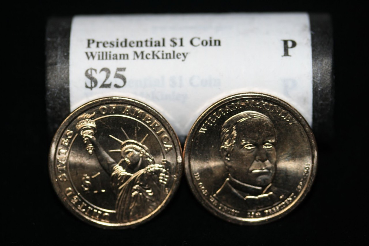 Presidential Dollar: WILLIAM McKINLEY (25th President) "P" MINT ROLL ...
