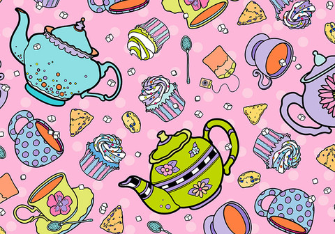 Tea Party Pattern (Pink) - Wacky World Studios - Do-It-Yourself Store