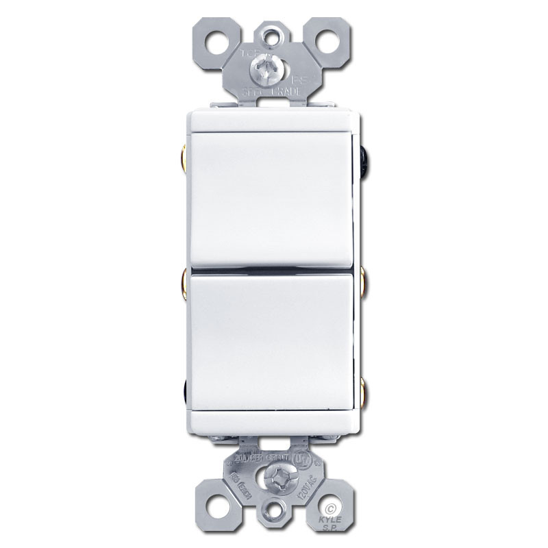 White 3 Way Double Rocker Switches | Kyle Switch Plates