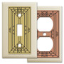 Arts & Crafts Style Light Switchplates in Ivory - Kyle Design