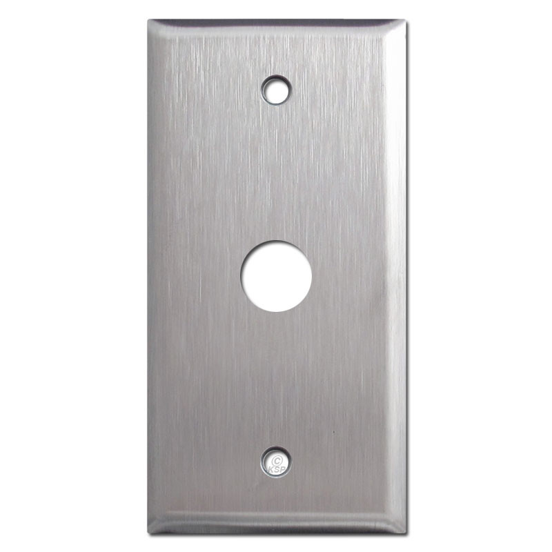 2.25'' Narrow .625'' Phone Cable Outlet Cover - Satin Stainless Steel