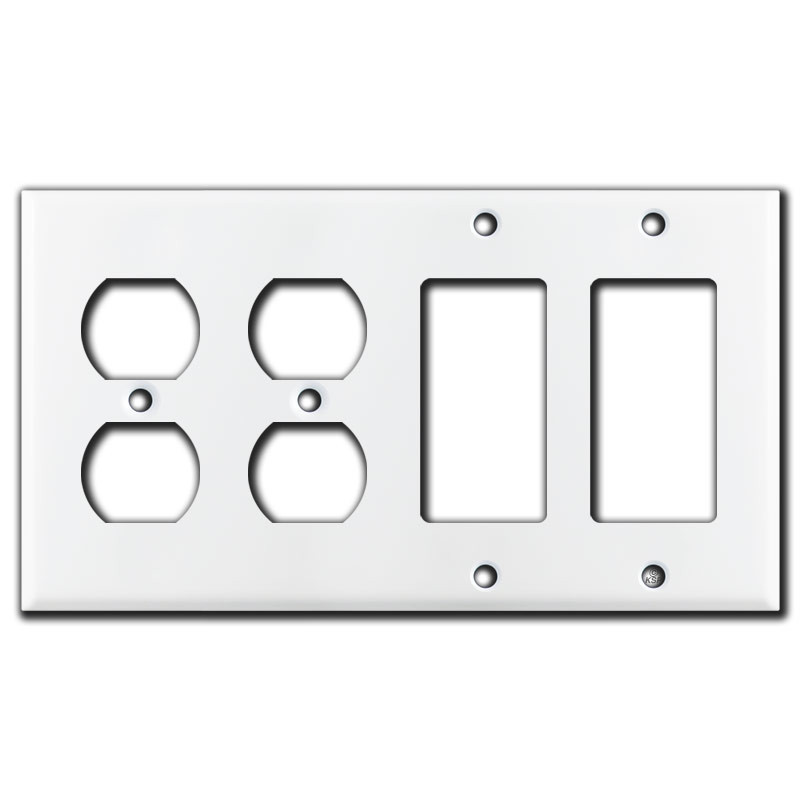 2 Duplex Outlet 2 Decora Rocker Gfi Switch Plates White