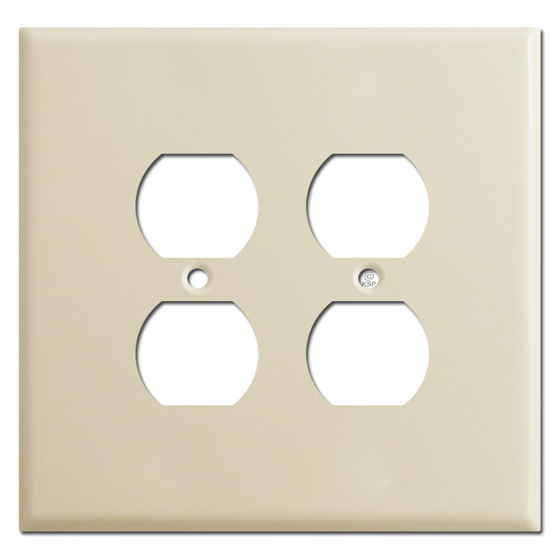 Oversized Two Gang Outlet Covers for 4 Plugs - Ivory