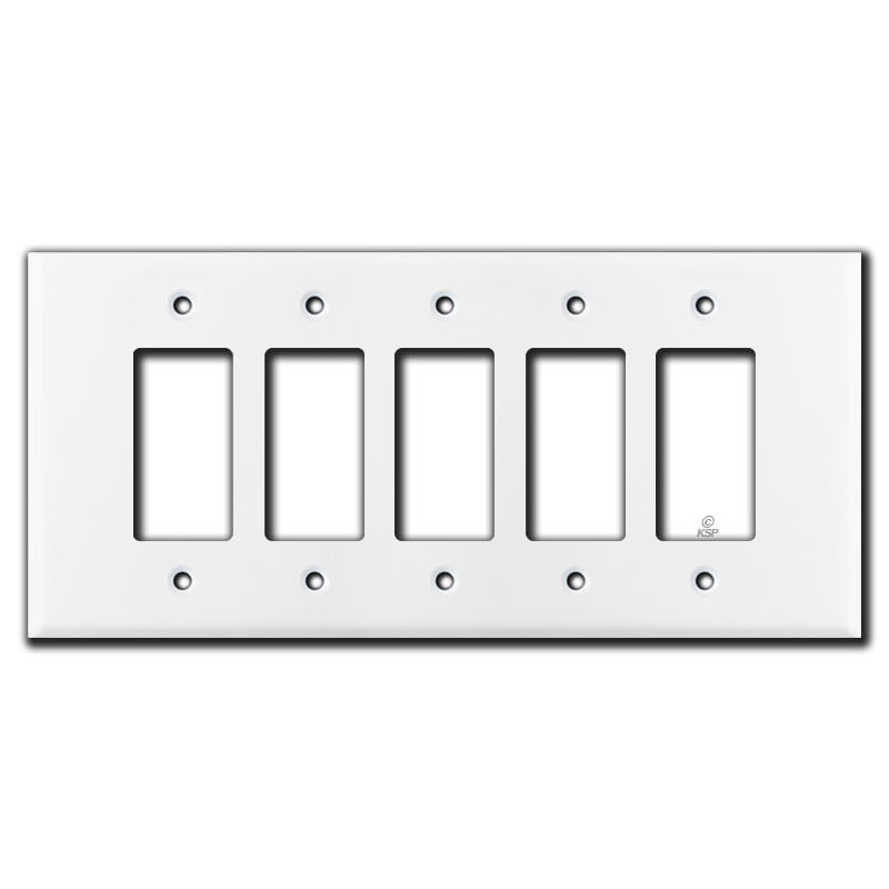 Oversized 5 Decora Rocker Switch Plate Cover - White