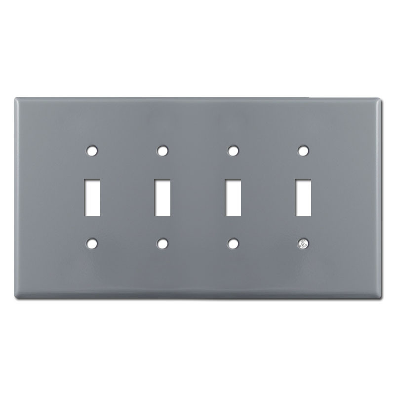Oversized Four Gang 4 Toggle Switch Plate - Gray