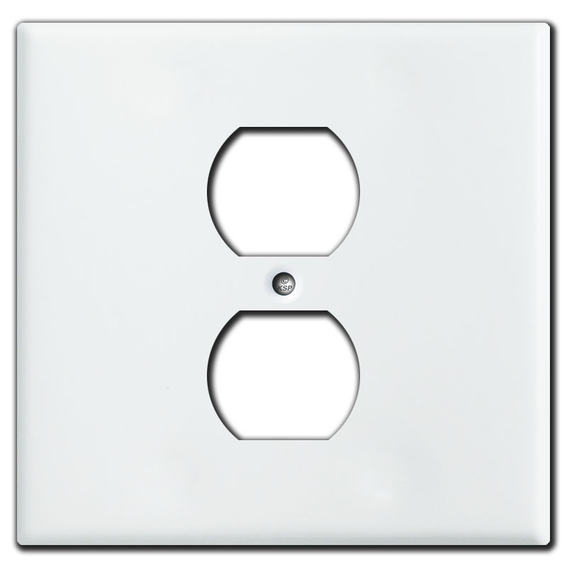 2 Gang 1 Centered Duplex Cover Plates - White