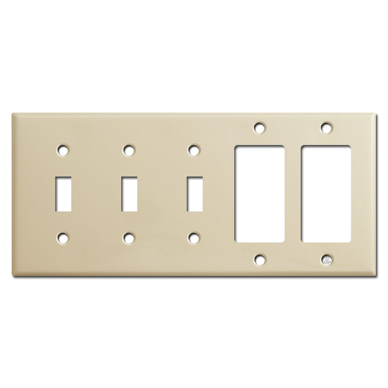 Triple Toggle Double Rocker Wall Plate Covers - Ivory