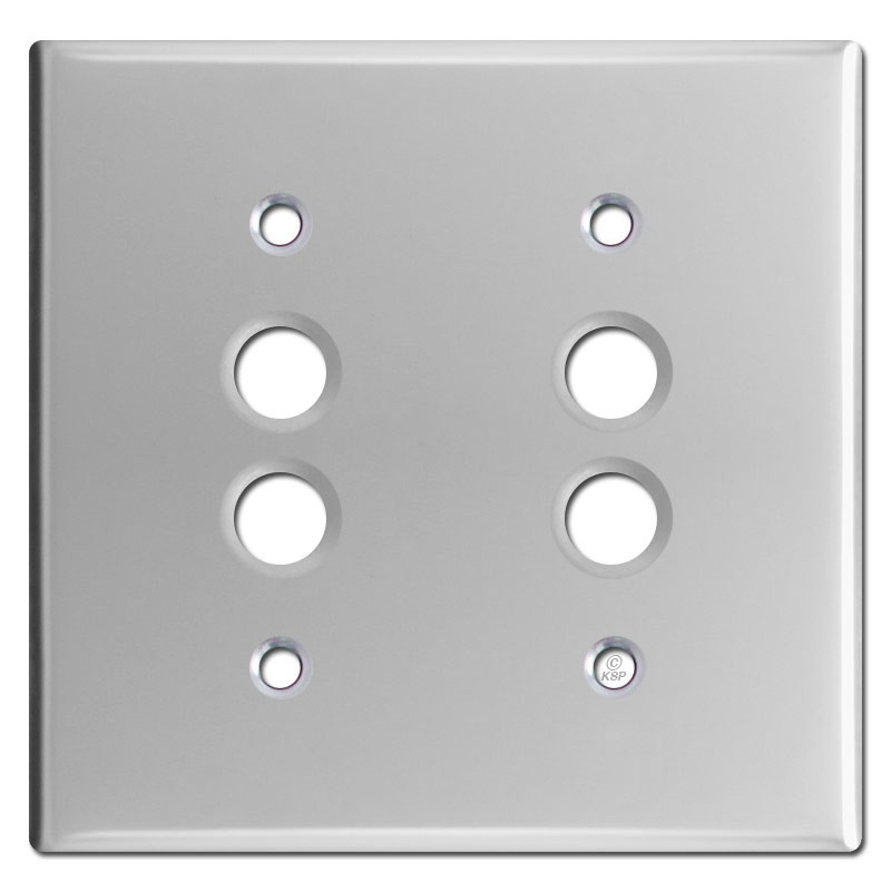 Two Push Button Wall Plate Covers - Polished Chrome