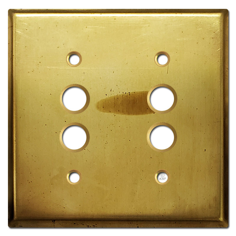 Double Pushbutton Switch Wall Plates Raw Satin Brass