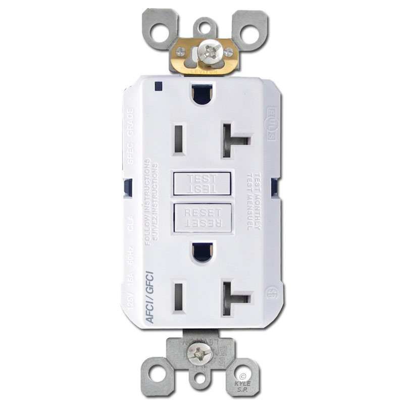 Arc Ground Fault Dual Function Outlet 20A TR Leviton - White