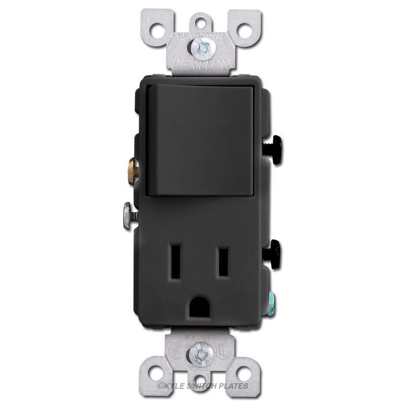 3-Way Decora Switch + 15A Receptacle Leviton - Black