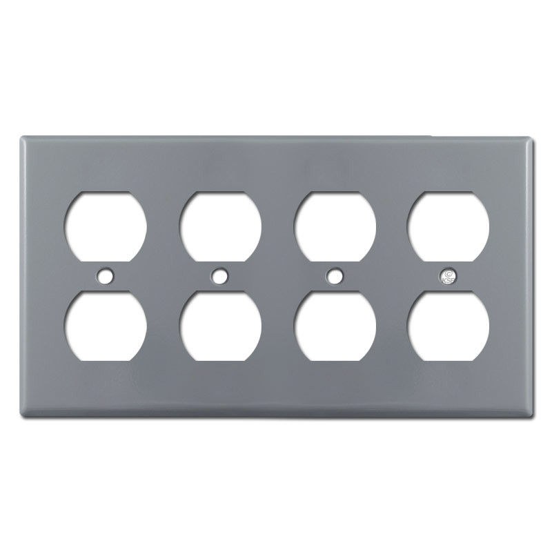 4 Duplex Electrical Outlet Wall Plate - Gray | Kyle Switch Plates