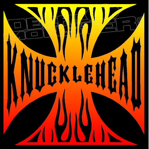 Knucklehead Iron Cross Motorcycle Decal Sticker - DecalMonster.com