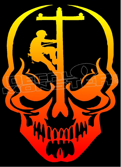 Lineman Death Skull Decal Sticker - DecalMonster.com