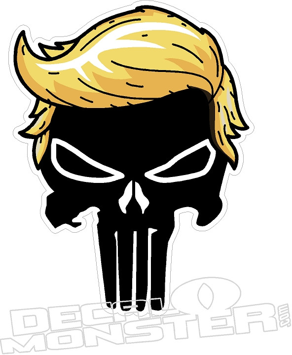 Trump Hair Punisher Skull Decal Sticker - DecalMonster.com
