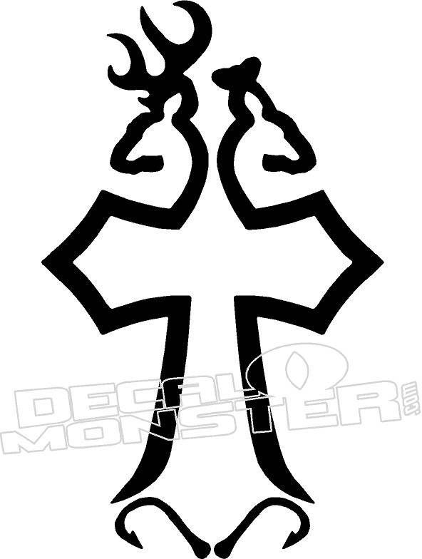 Deer Cross Hunting Fishing Decal Sticker - DecalMonster.com