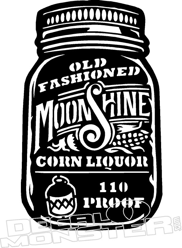 Old Fahioned Mason Jar Moonshine Decal Sticker - DecalMonster.com