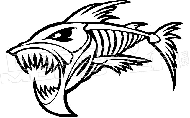 Evil Skeleton Fish Decal Sticker - DecalMonster.com