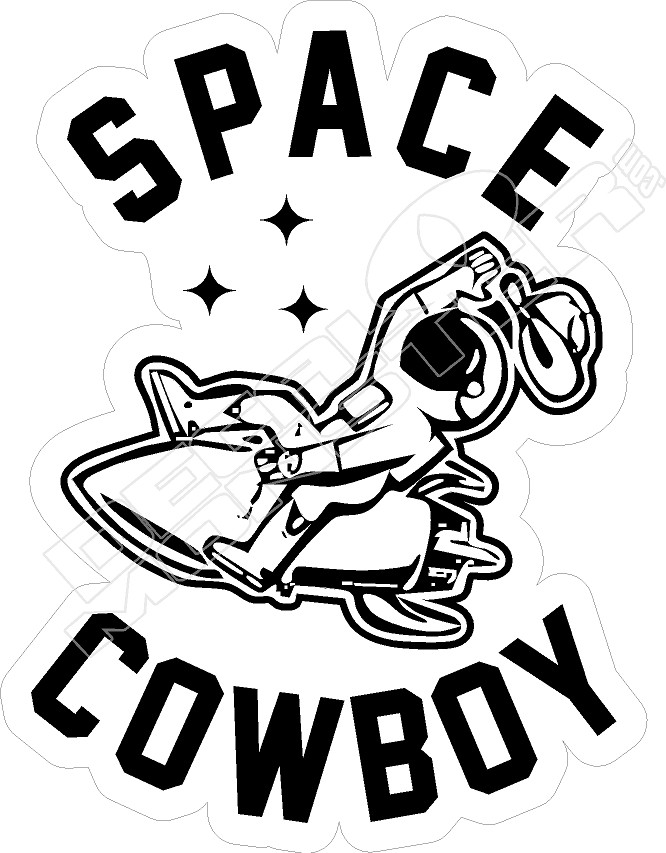 Space Cowboy Riding Rocket Decal Sticker - DecalMonster.com