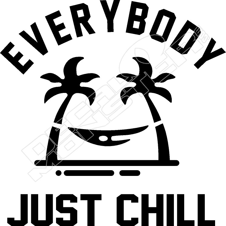 Everbody Just Chill Palm Hammock Hawaii Decal Sticker - DecalMonster.com