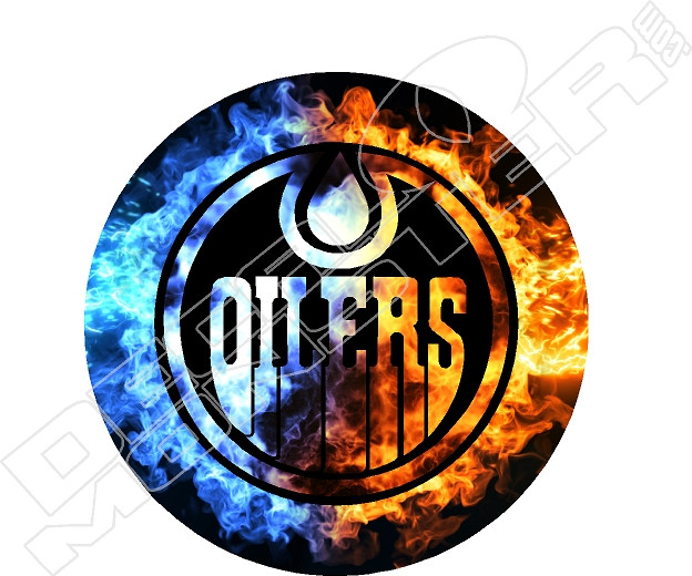Oilers Flaming Puck Decal Sticker - DecalMonster.com