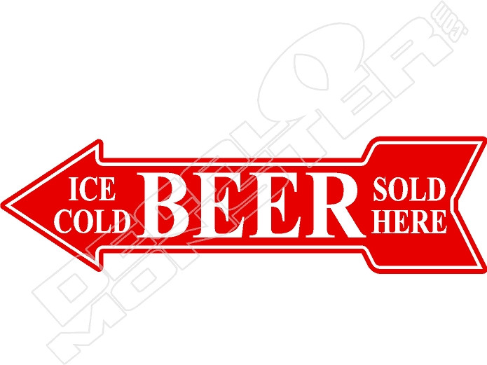 Ice Cold Beer Sold Here Arrow Decal Sticker - DecalMonster.com