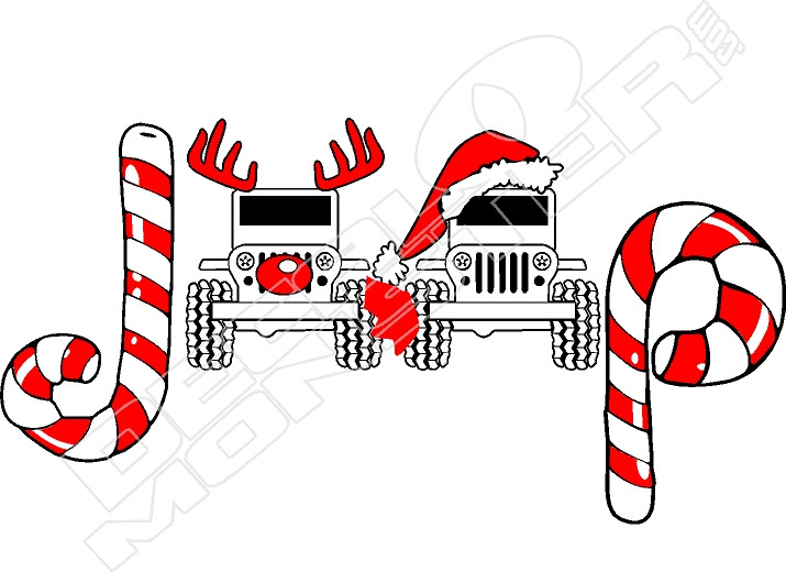 Jeep Christmas Candy Cane Decal Sticker - DecalMonster.com