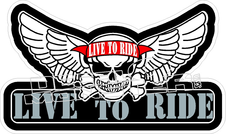 Live To Ride Bandana Skull Decal Sticker - DecalMonster.com
